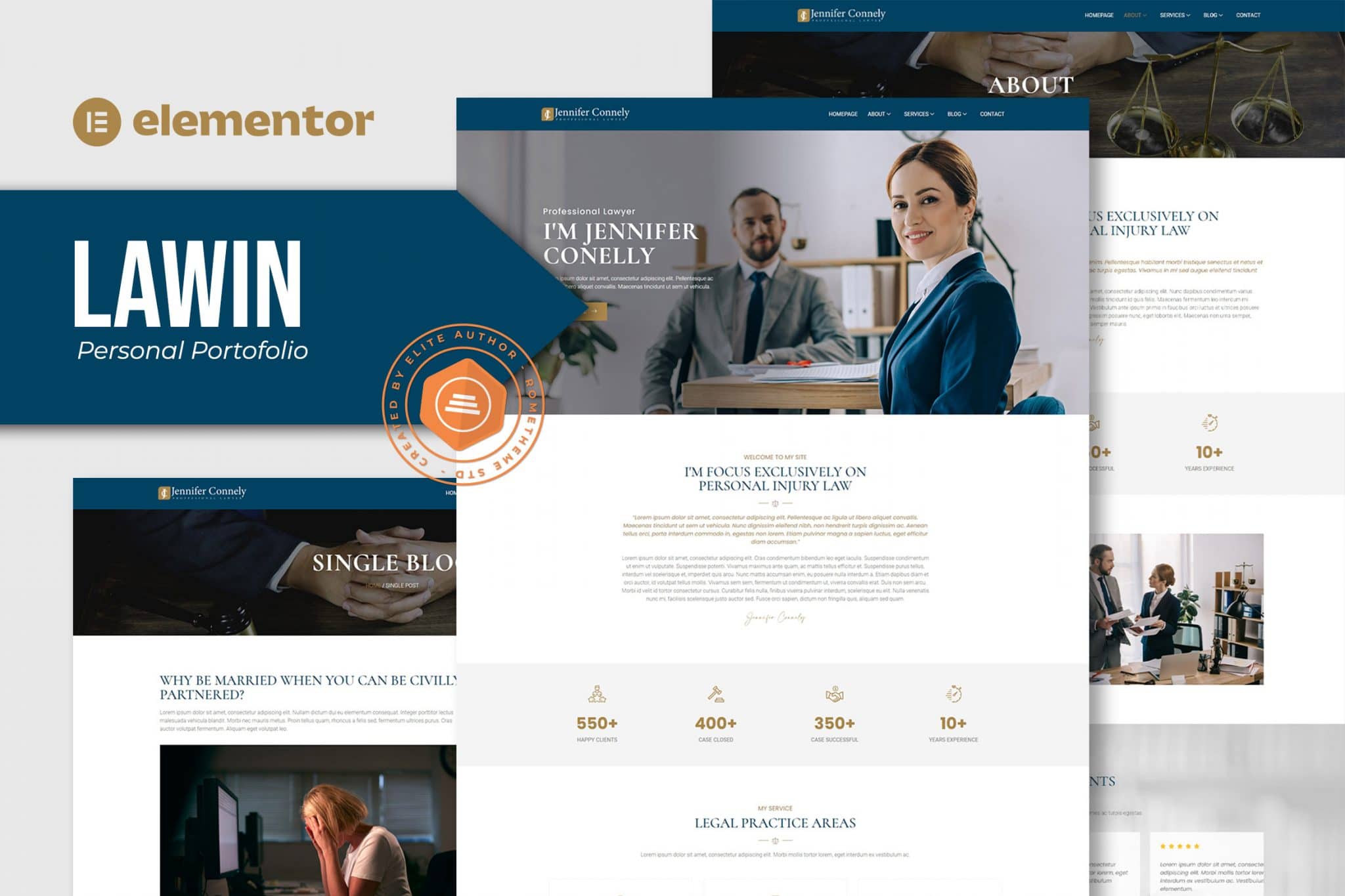 Lawin - Lawyer & Attorney Personal Elementor Template Kits - Rometheme