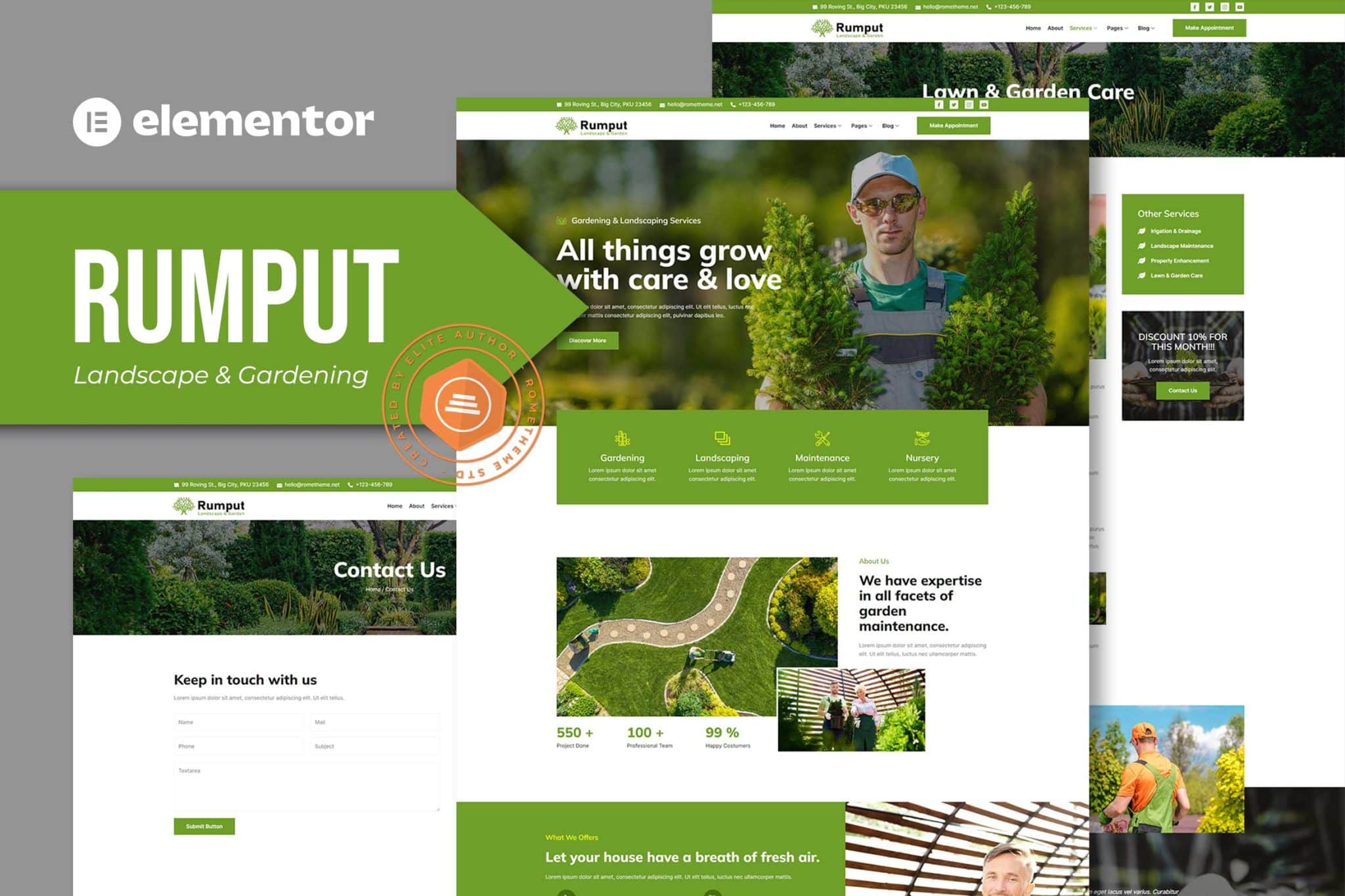 Rumput - Landscape & Gardening Services Elementor Template Kit - Rometheme