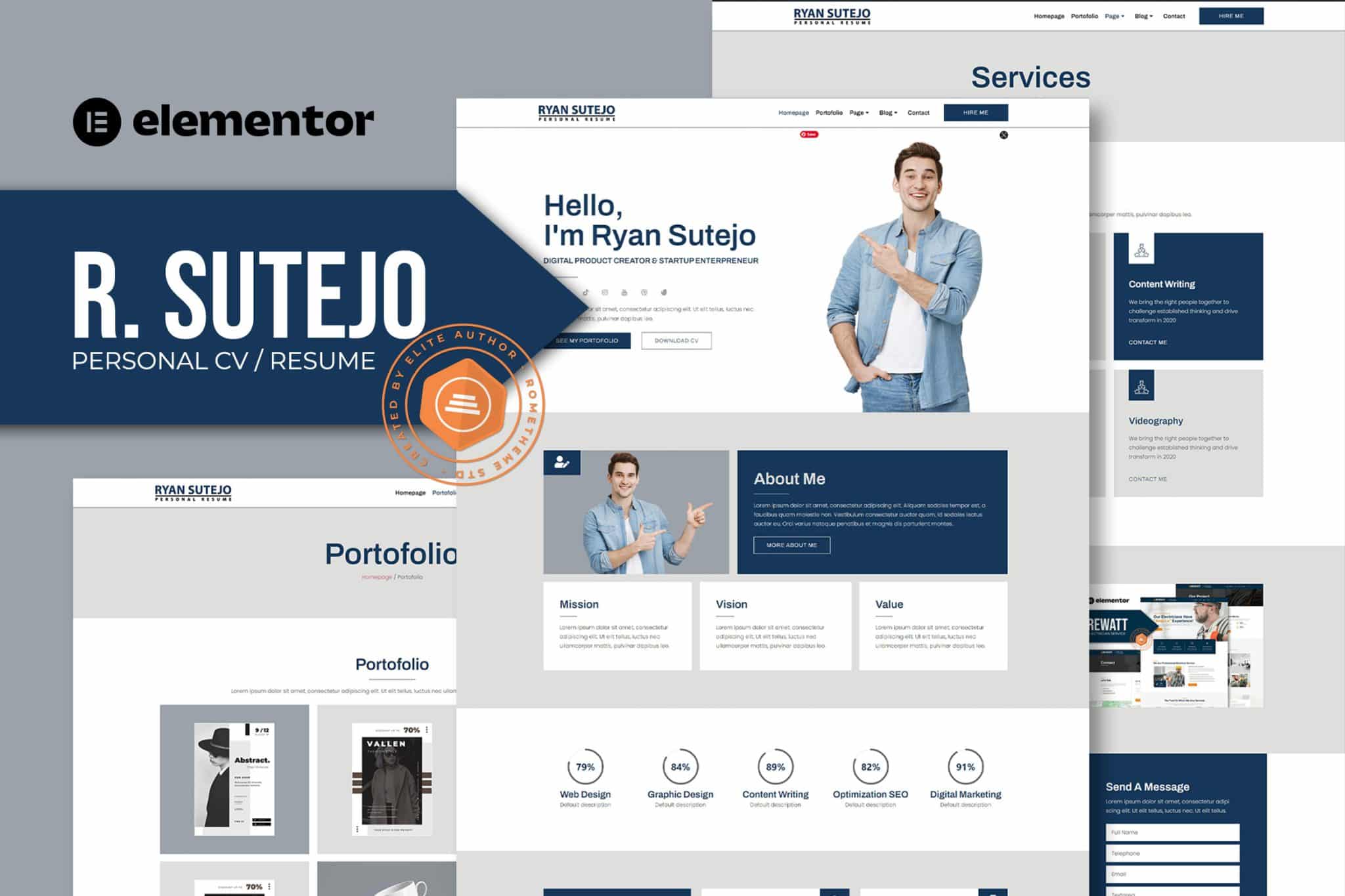 R. Sutejo - Personal CV / Resume Elementor Template Kit - Rometheme