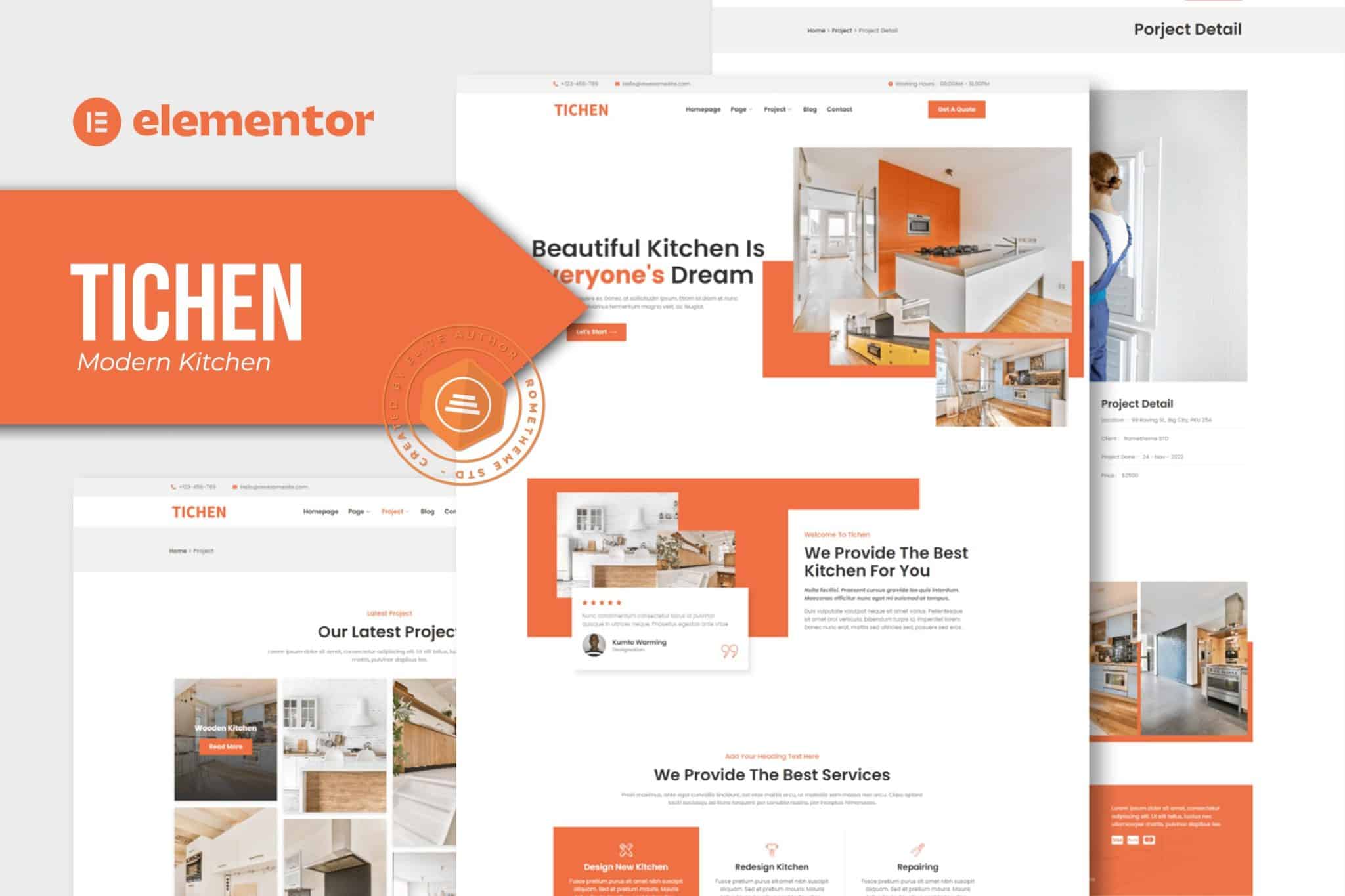 Tichen - Modern Kitchen Elementor Template Kit - Rometheme