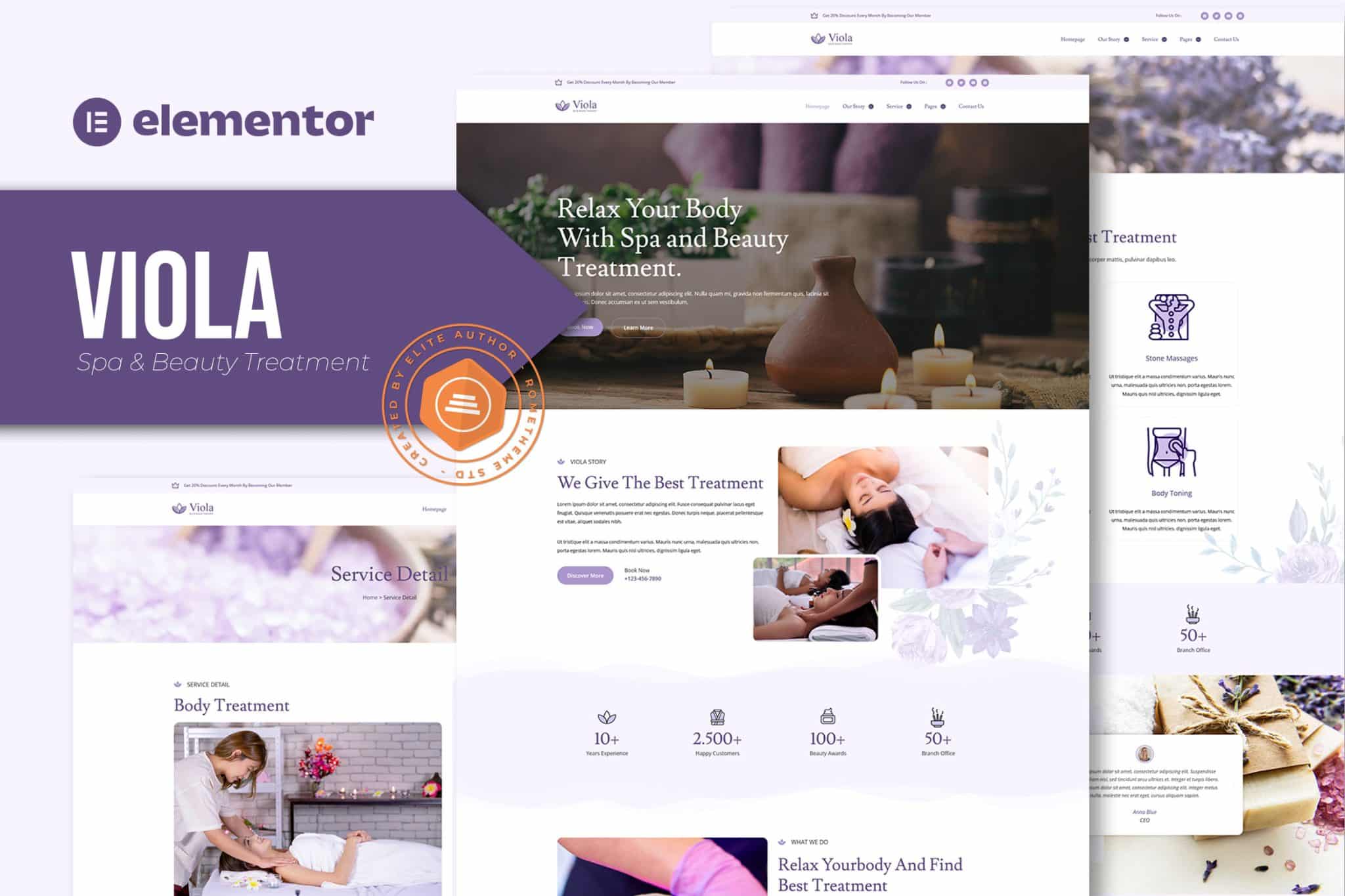 Viola - Spa & Beauty Treatment Elementor Pro Template Kit - Rometheme
