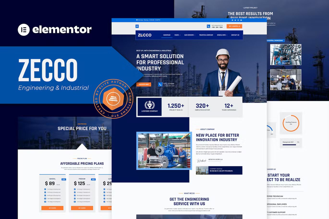 Zecco - Engineering & Industrial Company Elementor Template Kit - Rometheme