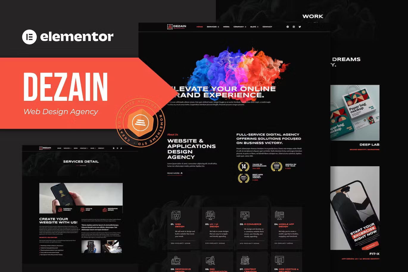 Dezain - Web Design Agency Elementor Pro Template Kit - Rometheme