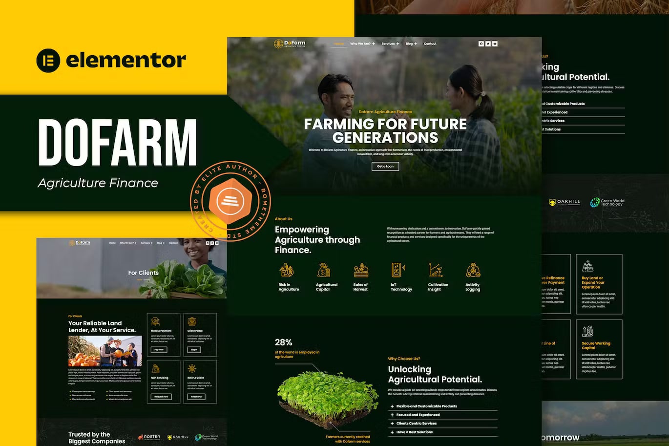 Dofarm - Agriculture Finance Elementor Pro Template Kit - Rometheme