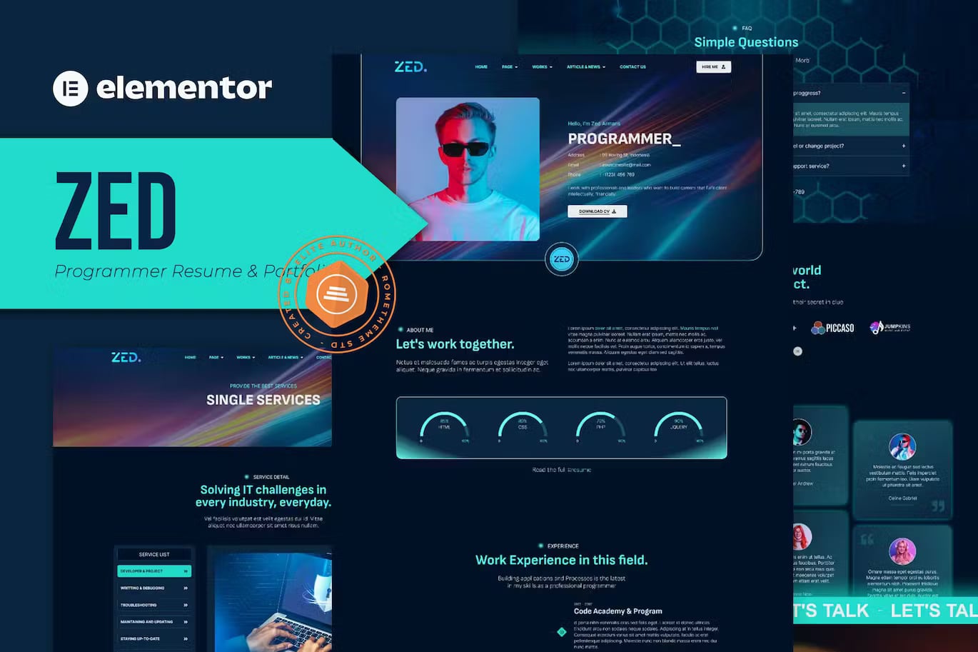 Zed Programmer Resume And Portfolio Elementor Template Kit Rometheme