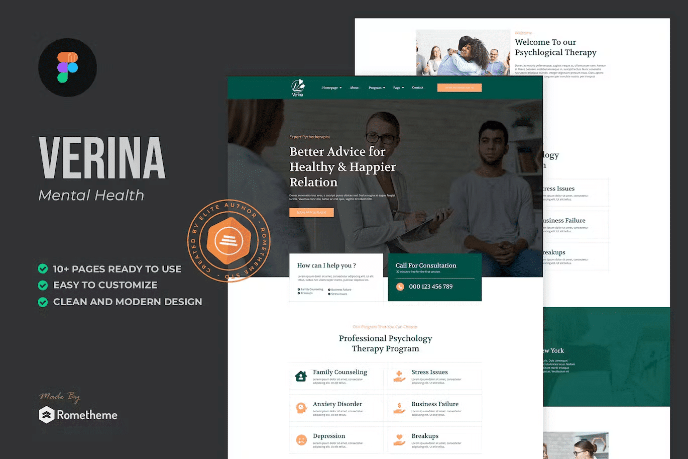 Verina - Mental Health Figma Template - Rometheme
