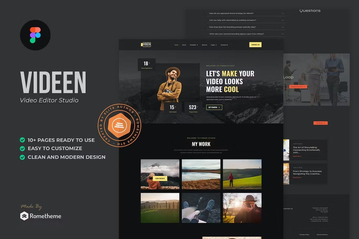 Videen - Video Editor Studio Figma Template - Rometheme