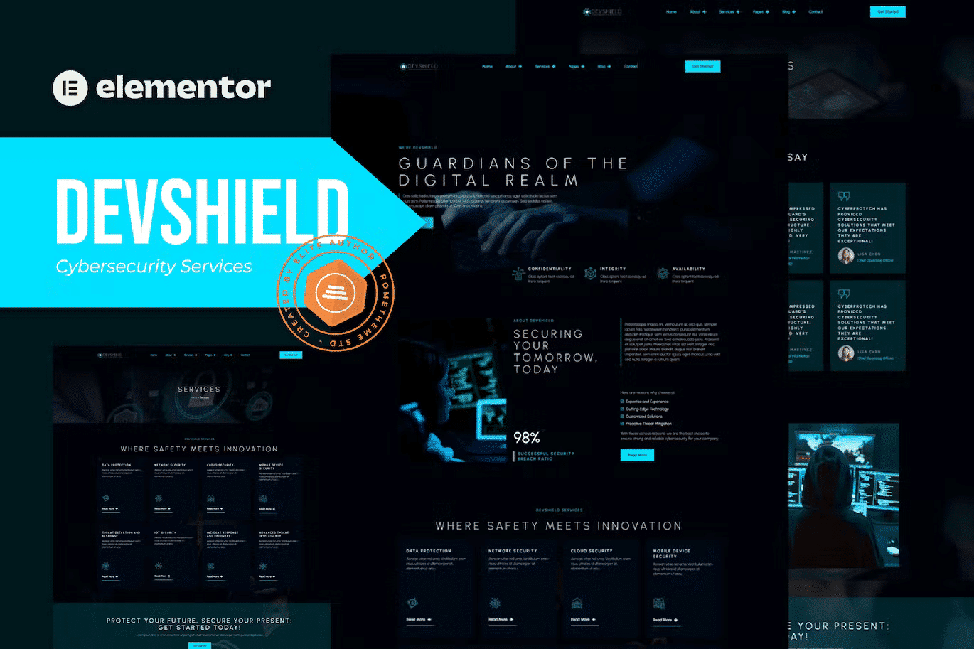 Devshield - Cybersecurity Services Elementor Pro Template Kit - Rometheme