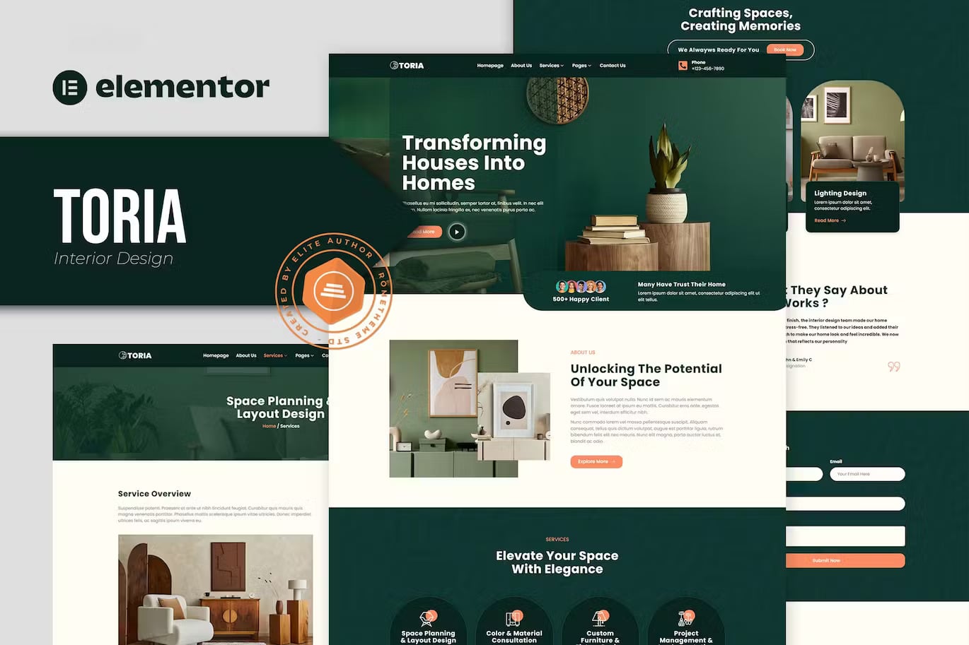 Toria - Interior Design Elementor Template Kit - Rometheme