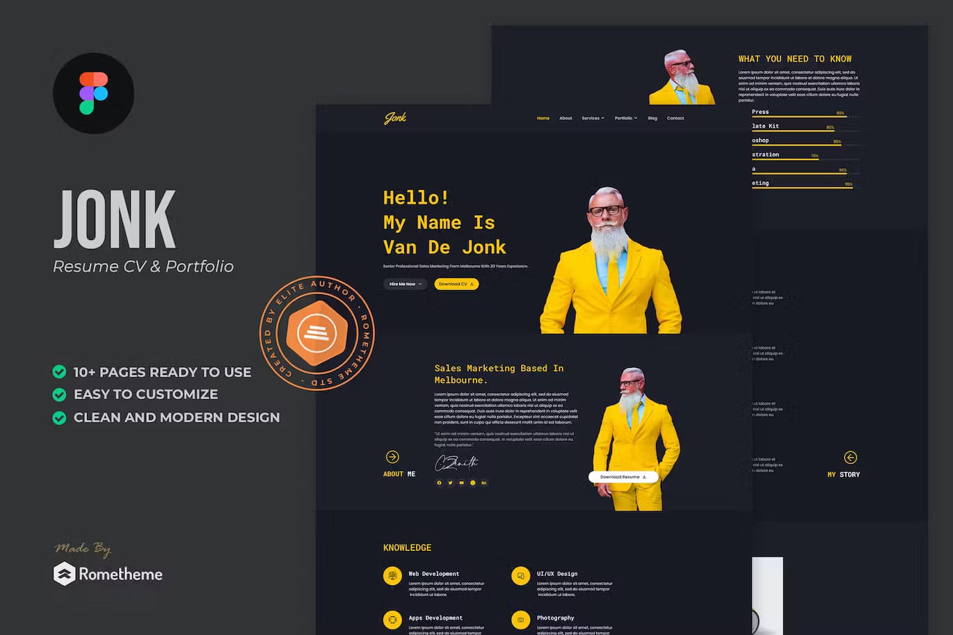 Jonk - Resume CV & Portfolio Figma Template - Rometheme