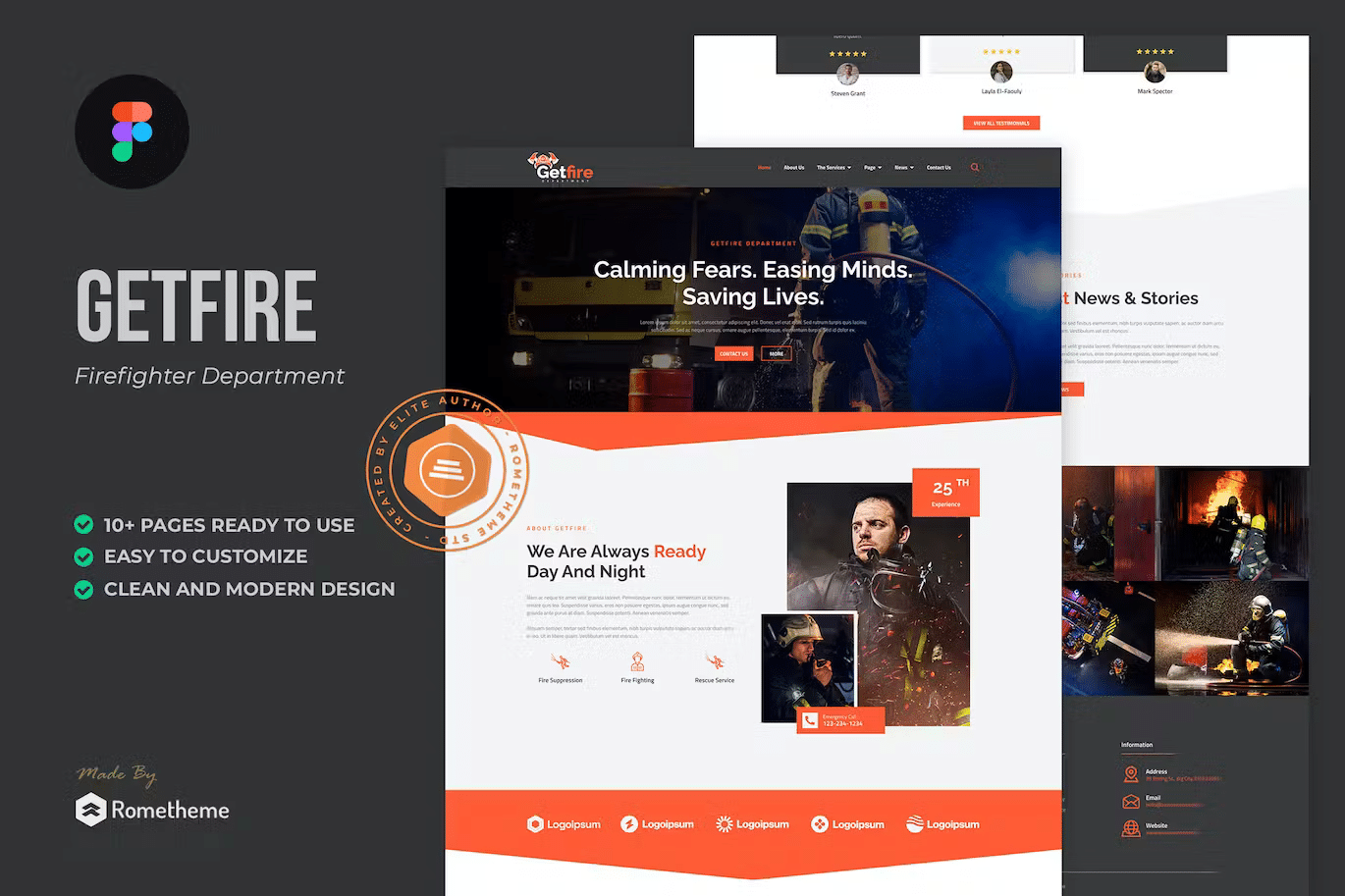 Getfire - Firefighter Department Figma Template - Rometheme