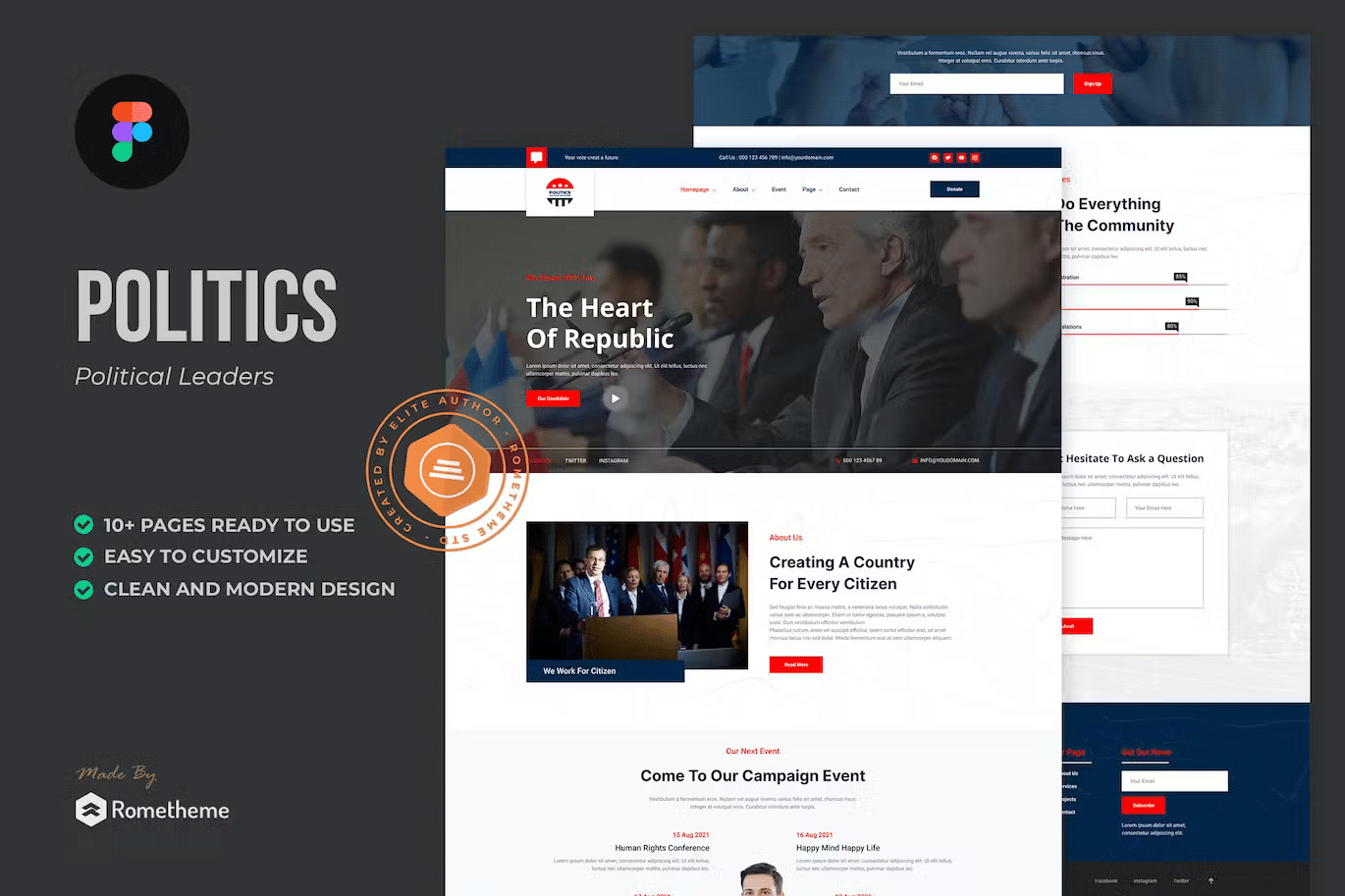 Politics - Political Candidate Figma Template - Rometheme