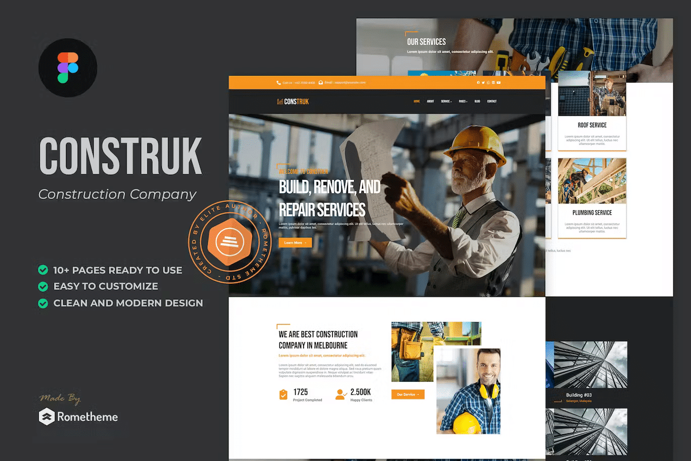 Construk - Construction Figma Template - Rometheme