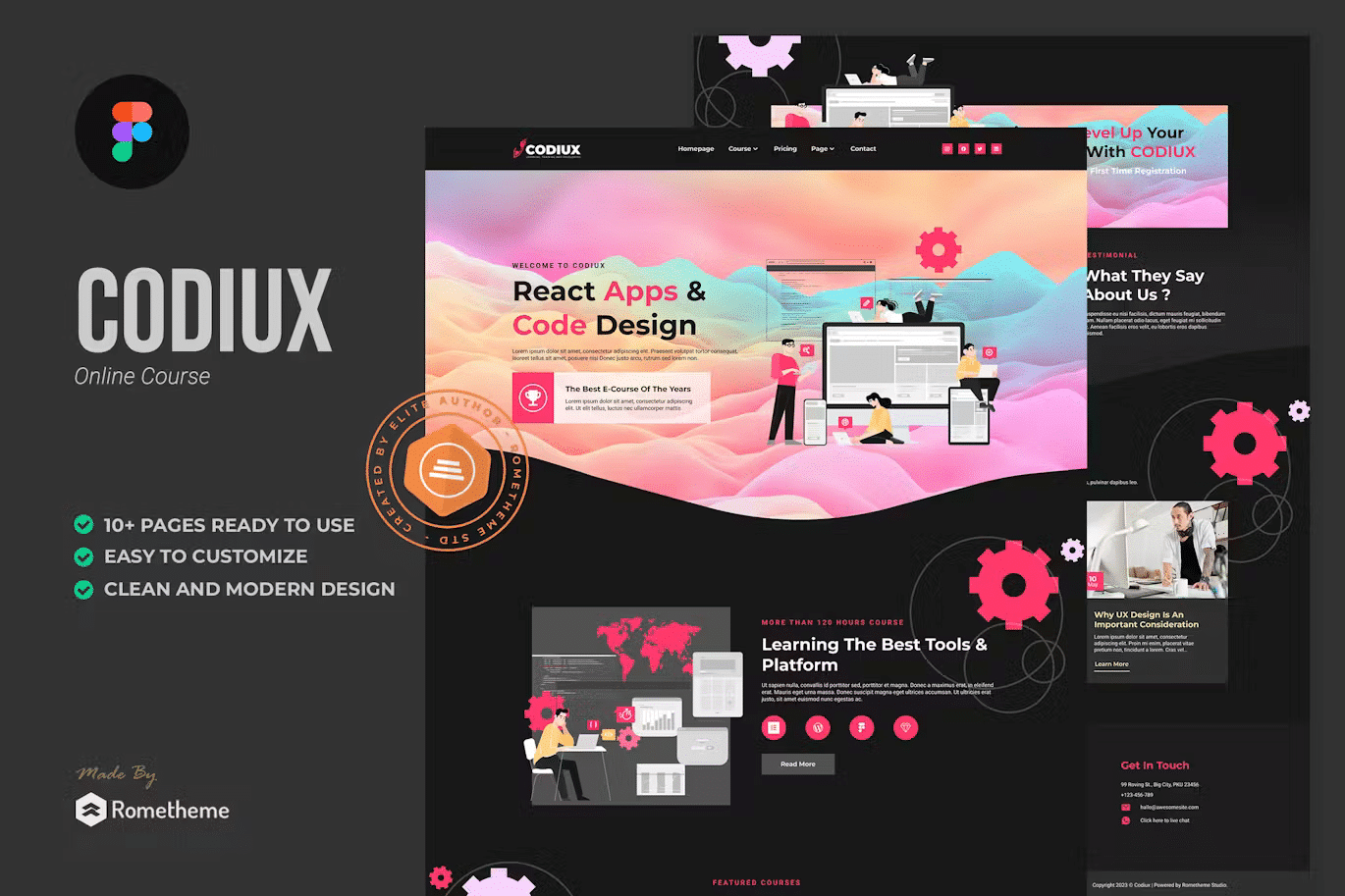 Codiux - Online Course Figma Template - Rometheme