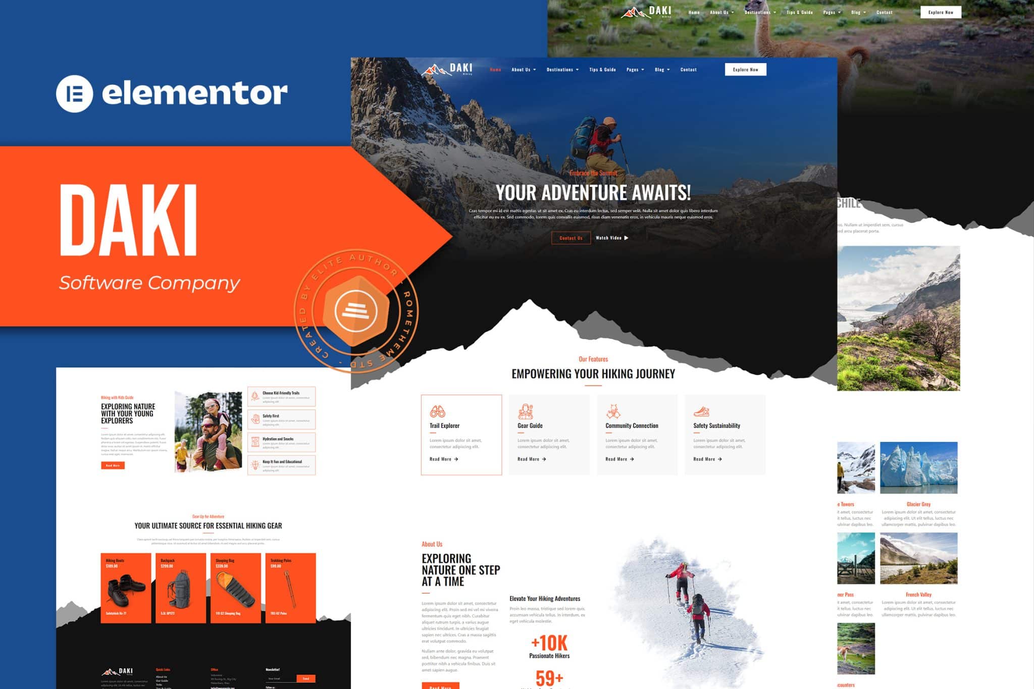 Daki - Hiking Elementor Pro Template Kit - Rometheme