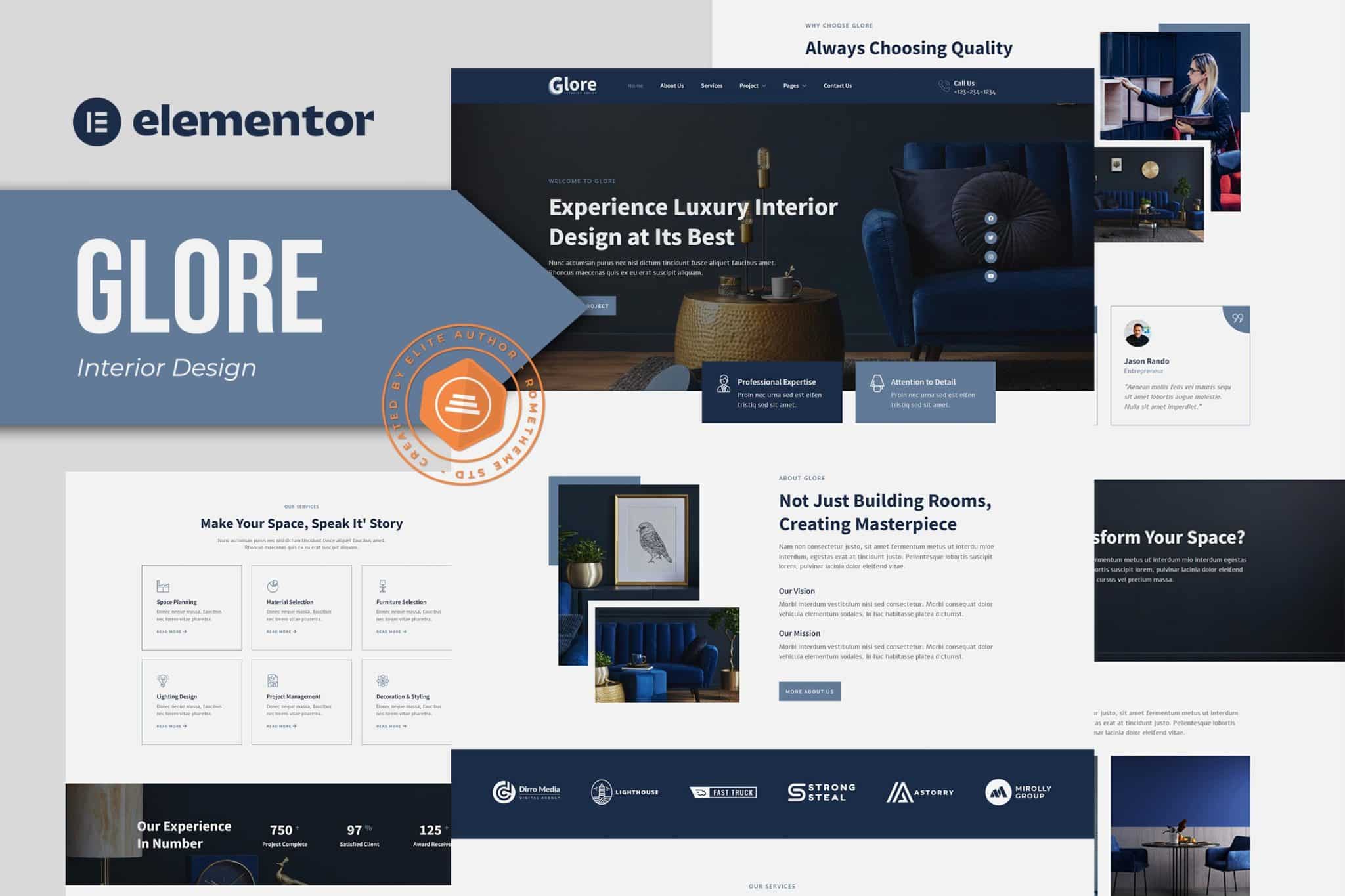 Glore - Modern Interior Design Elementor Template Kit - Rometheme