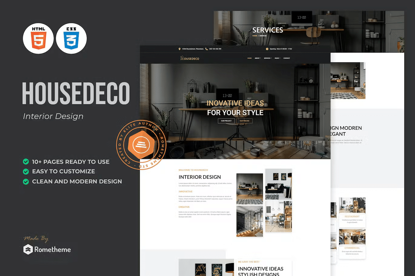 Housedeco - Interior Design HTML Template - Rometheme
