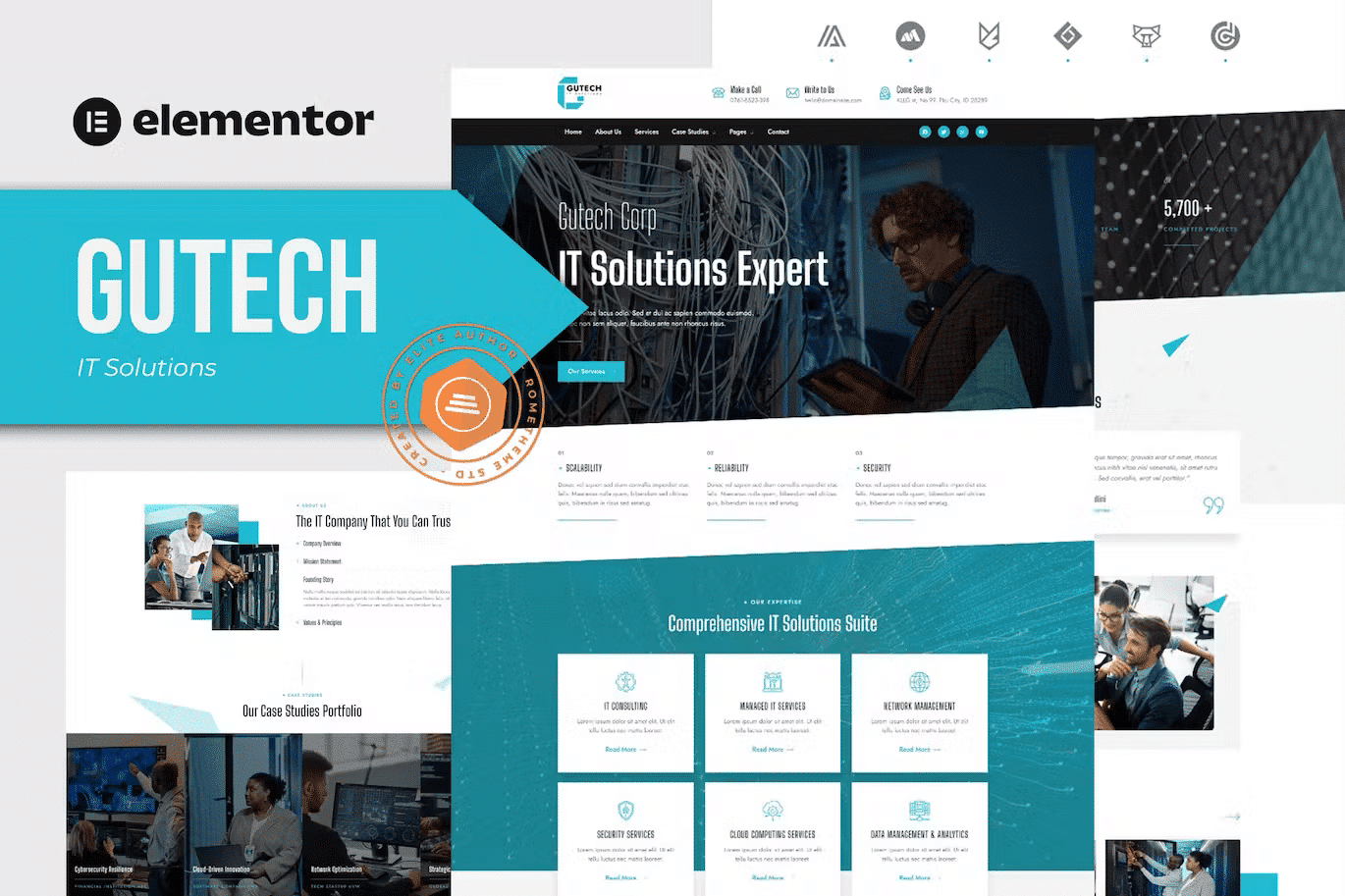 Gutech - IT Solutions Elementor Template Kit - Rometheme