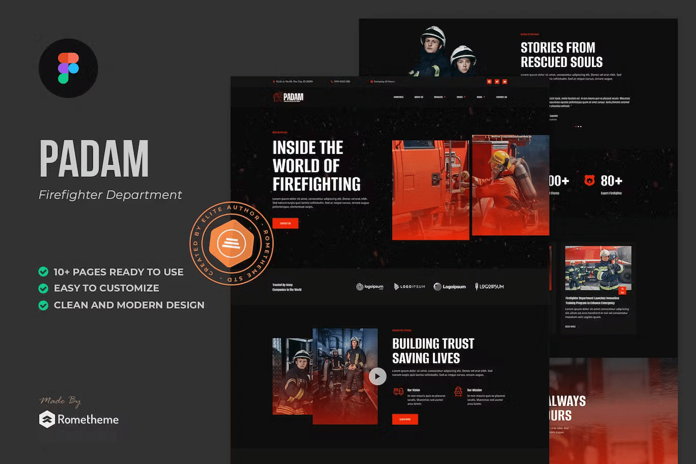 Padam - Firefighter Departement Figma Template - Rometheme