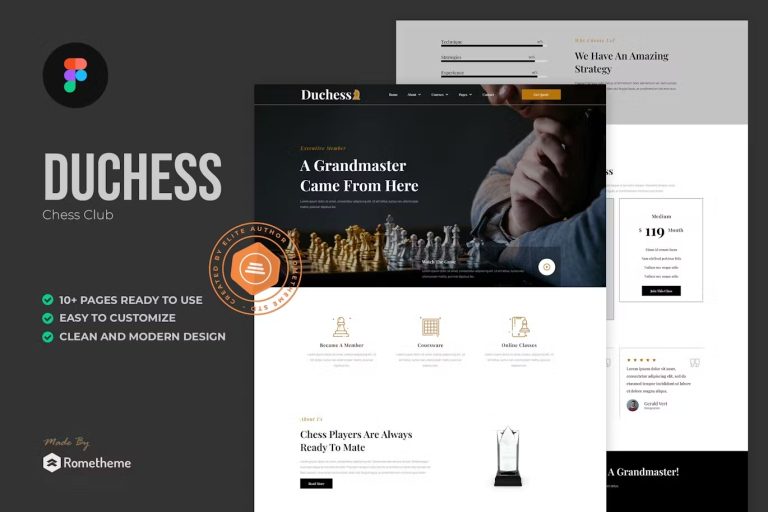 Duchess - Chess Club & Tournament Figma Template - Rometheme