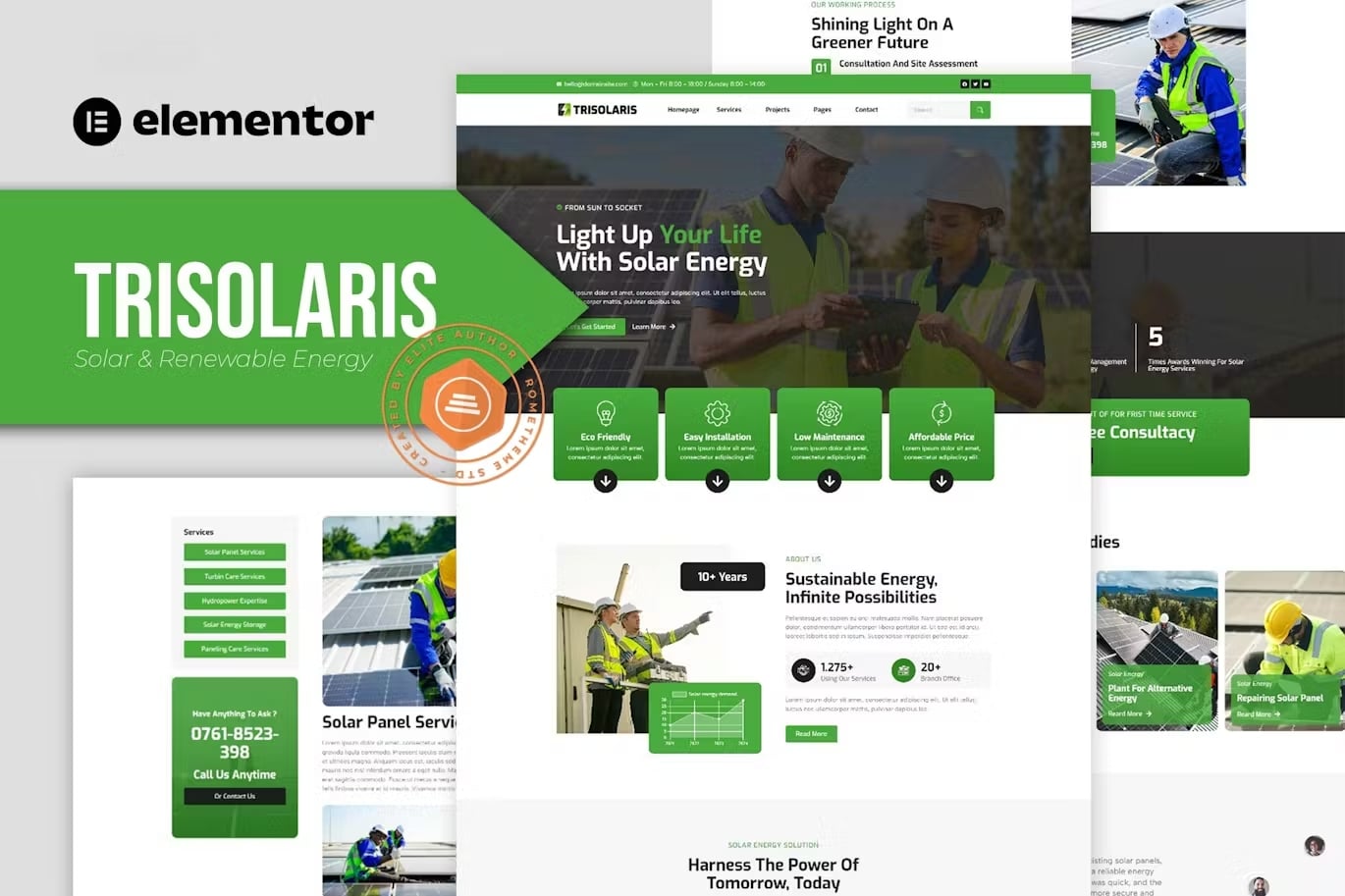 Trisolaris - Solar & Renewable Energy Elementor Template Kit - Rometheme