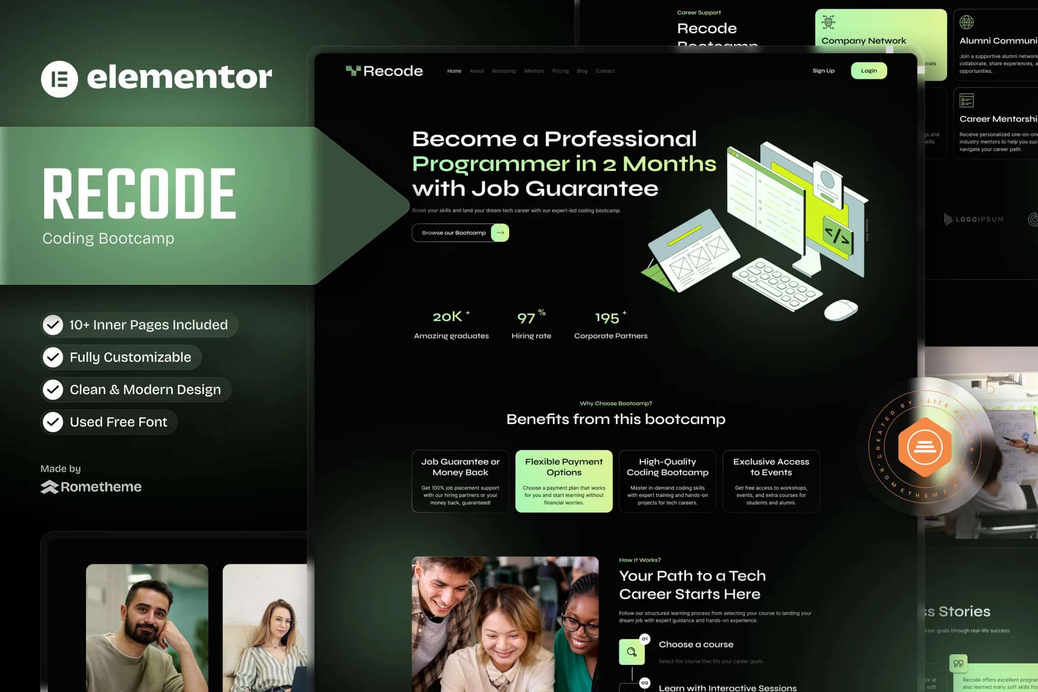 Recode - Coding Bootcamp Elementor Template Kit - Rometheme