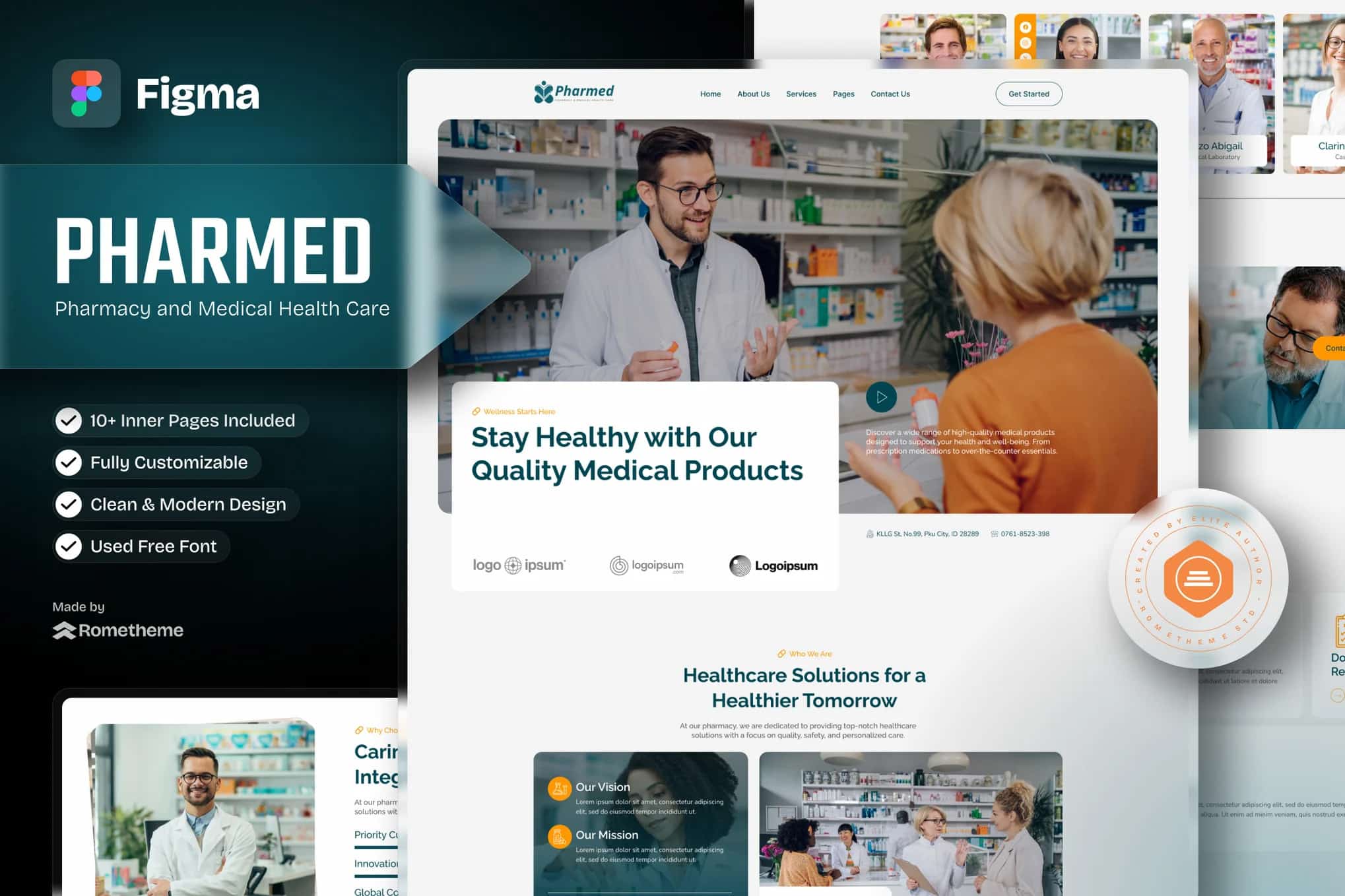 Pharmed - Pharmacy & Medical Health Care Figma Template - Rometheme