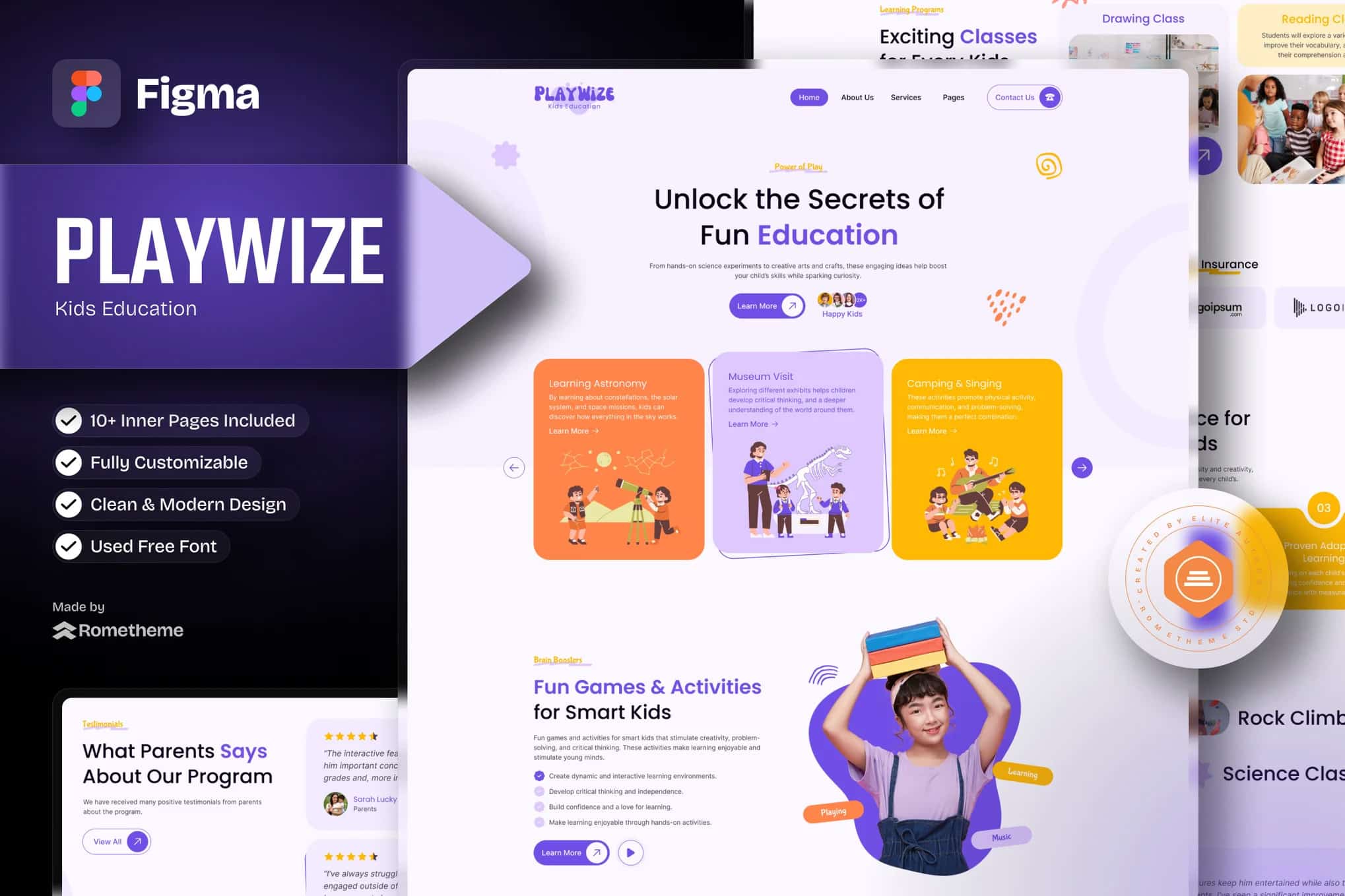 Playwize - Kids Education Figma Template - Rometheme