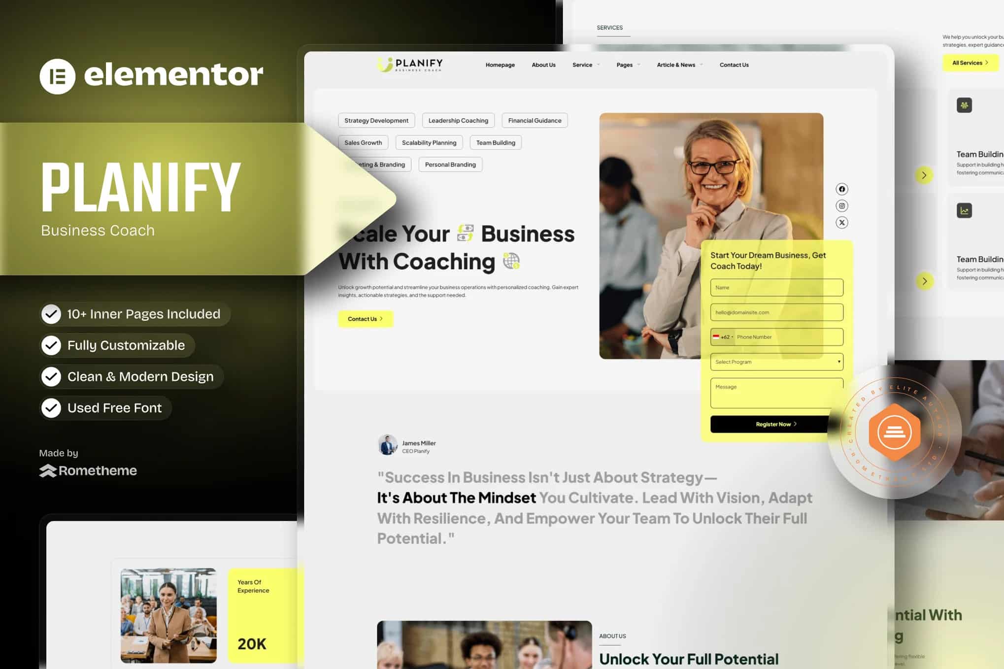 Planify - Business Coaches Elementor Template Kit - Rometheme